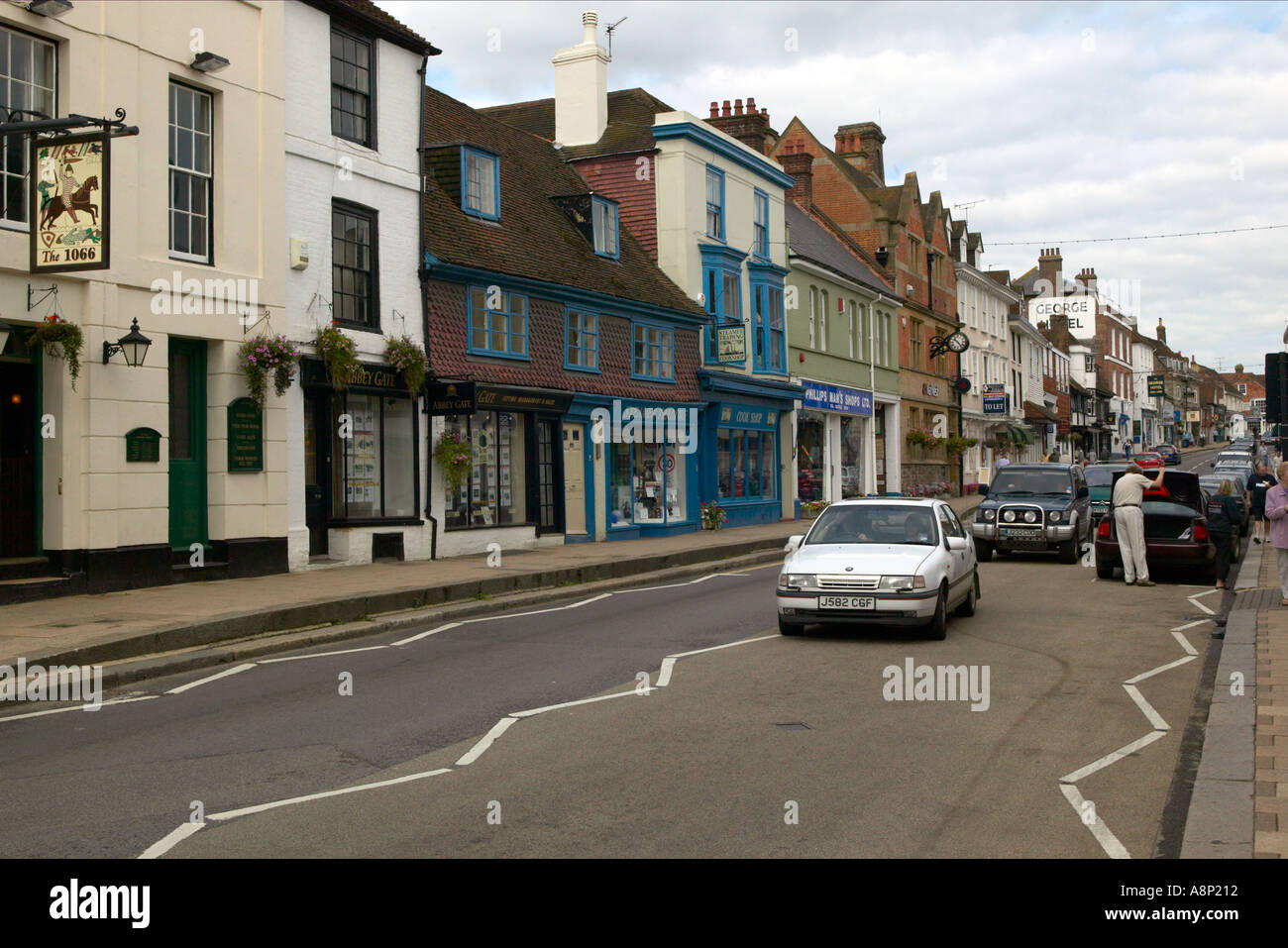 Battle High Street in East Sussex looking away from the Abbey Stock ...
