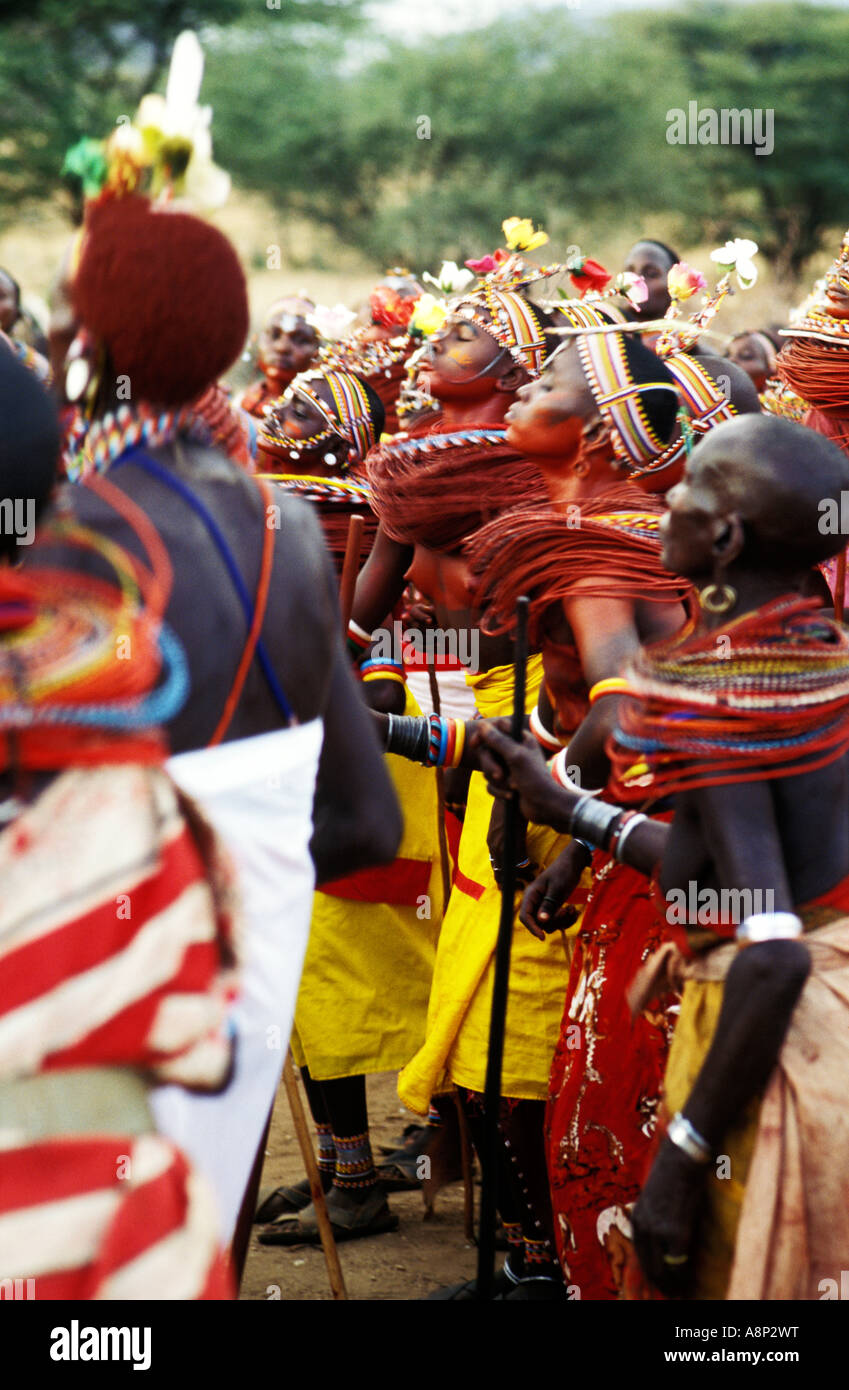 samburu wedding maidens dance, kenya Stock Photo - Alamy