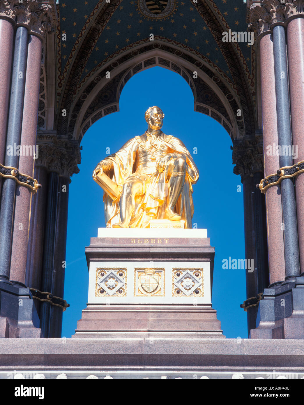 detail of famous monument opposite the royal albert hall in Hyde park ...
