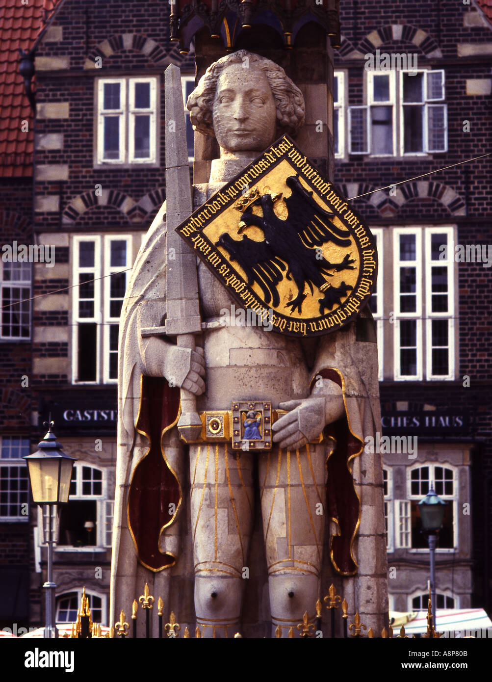 Germany Bremen statue of Roland landmark historic monument Stock Photo ...