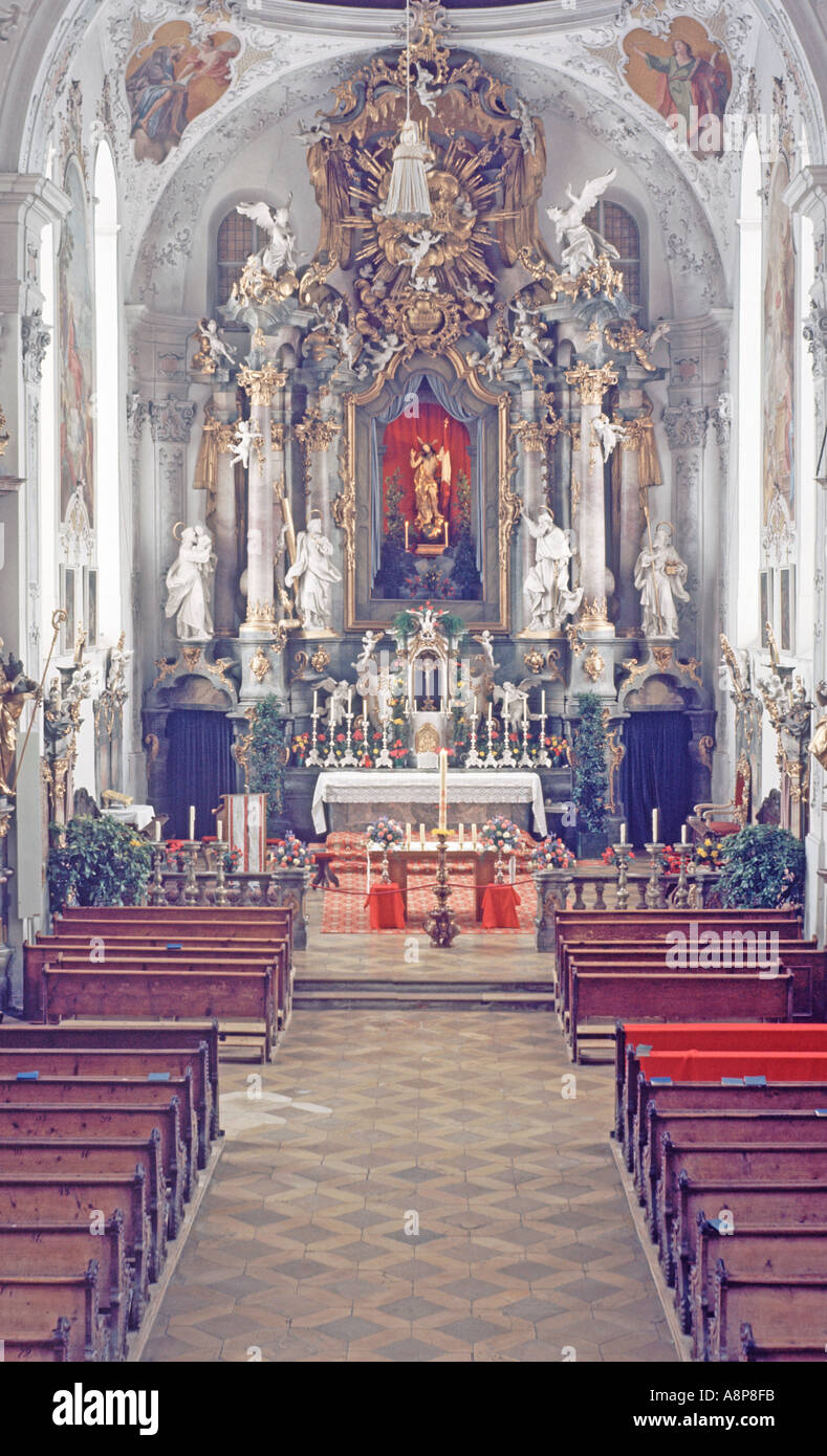 Interior Of The Parish Church Of St Peter And St Paul In Oberammergau In Bavaria In Germany ...