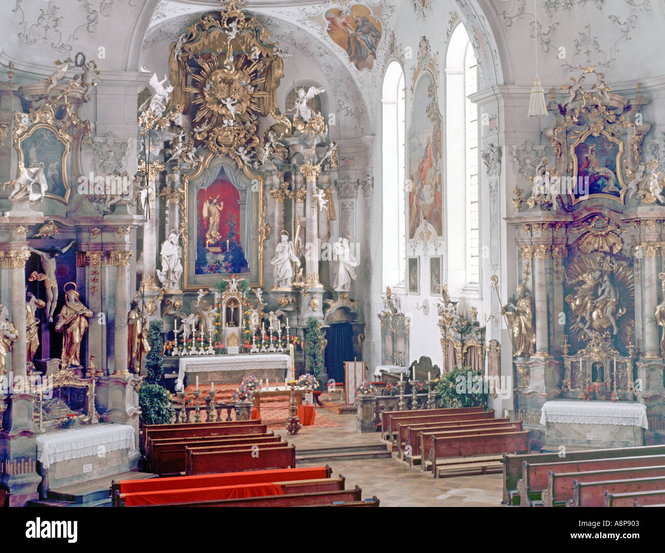 Interior Of The Parish Church Of St Peter And St Paul In Oberammergau In Bavaria In Germany ...