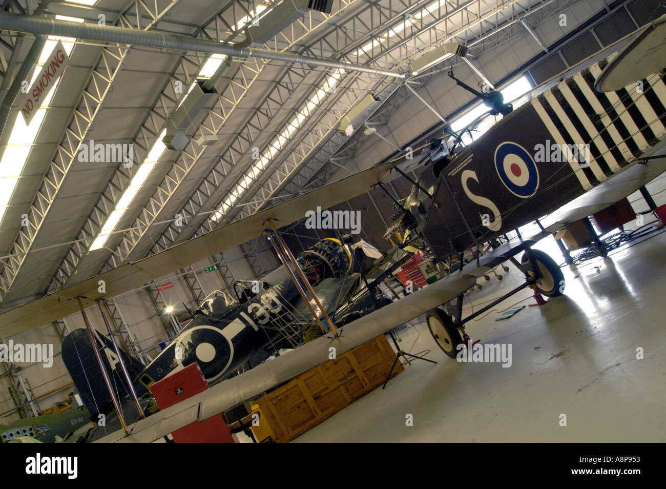The service hanger at Duxford containing a Spitfire and Mustang Stock ...