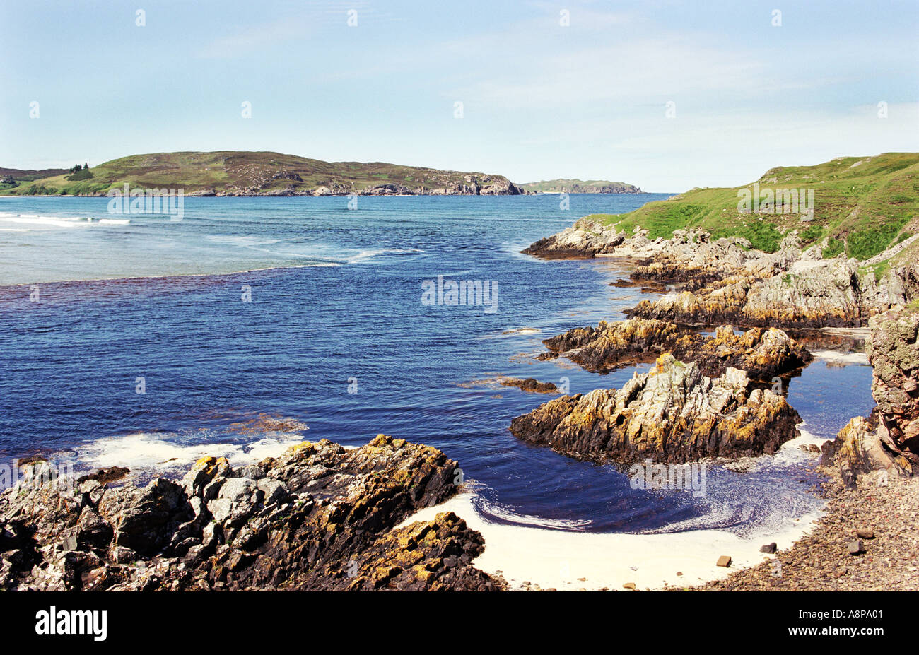 Blue waters and sky Tongue Bay Scotland Stock Photo - Alamy