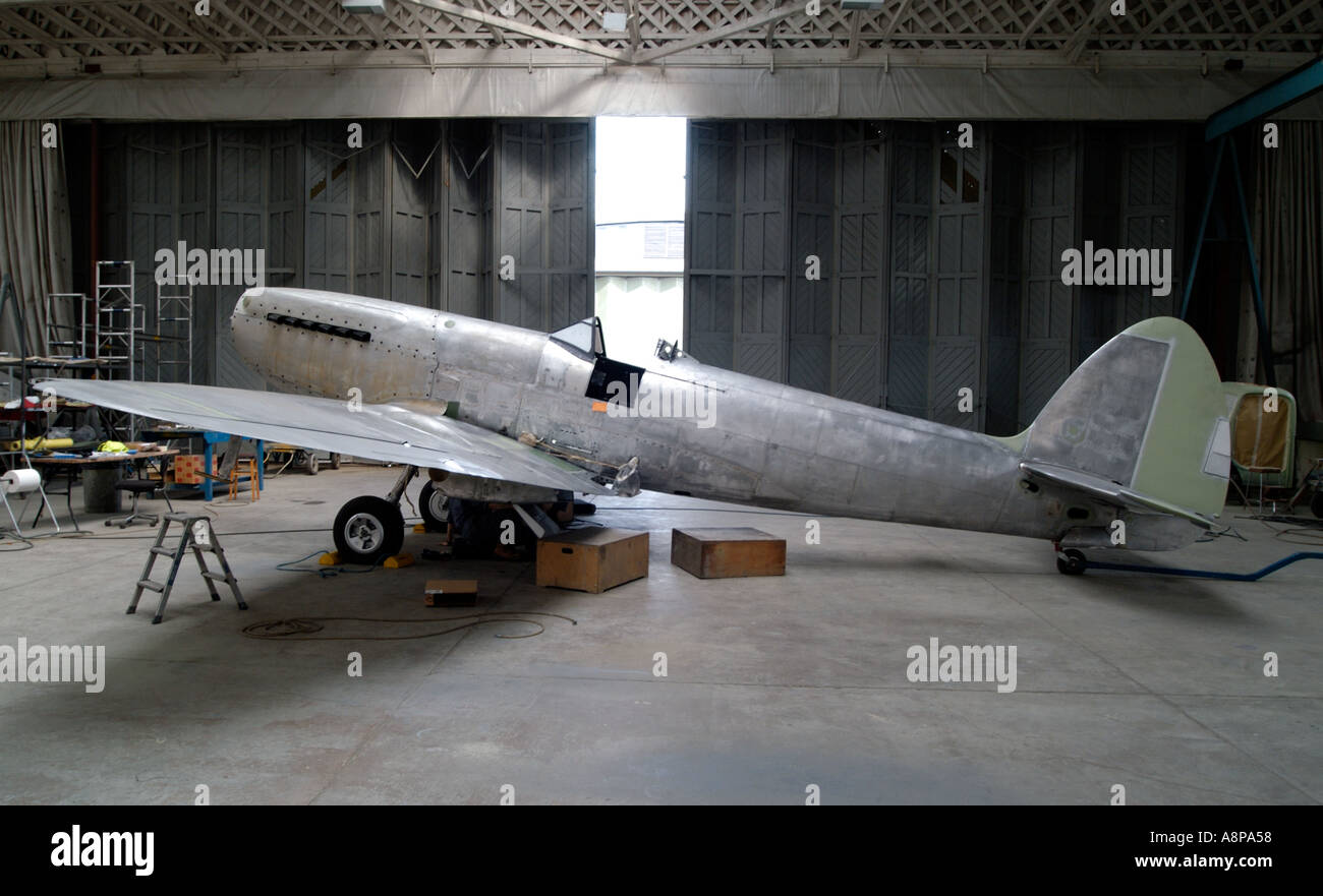 Spitfire Mk4 fighter awaiting bare metal respray Stock Photo - Alamy