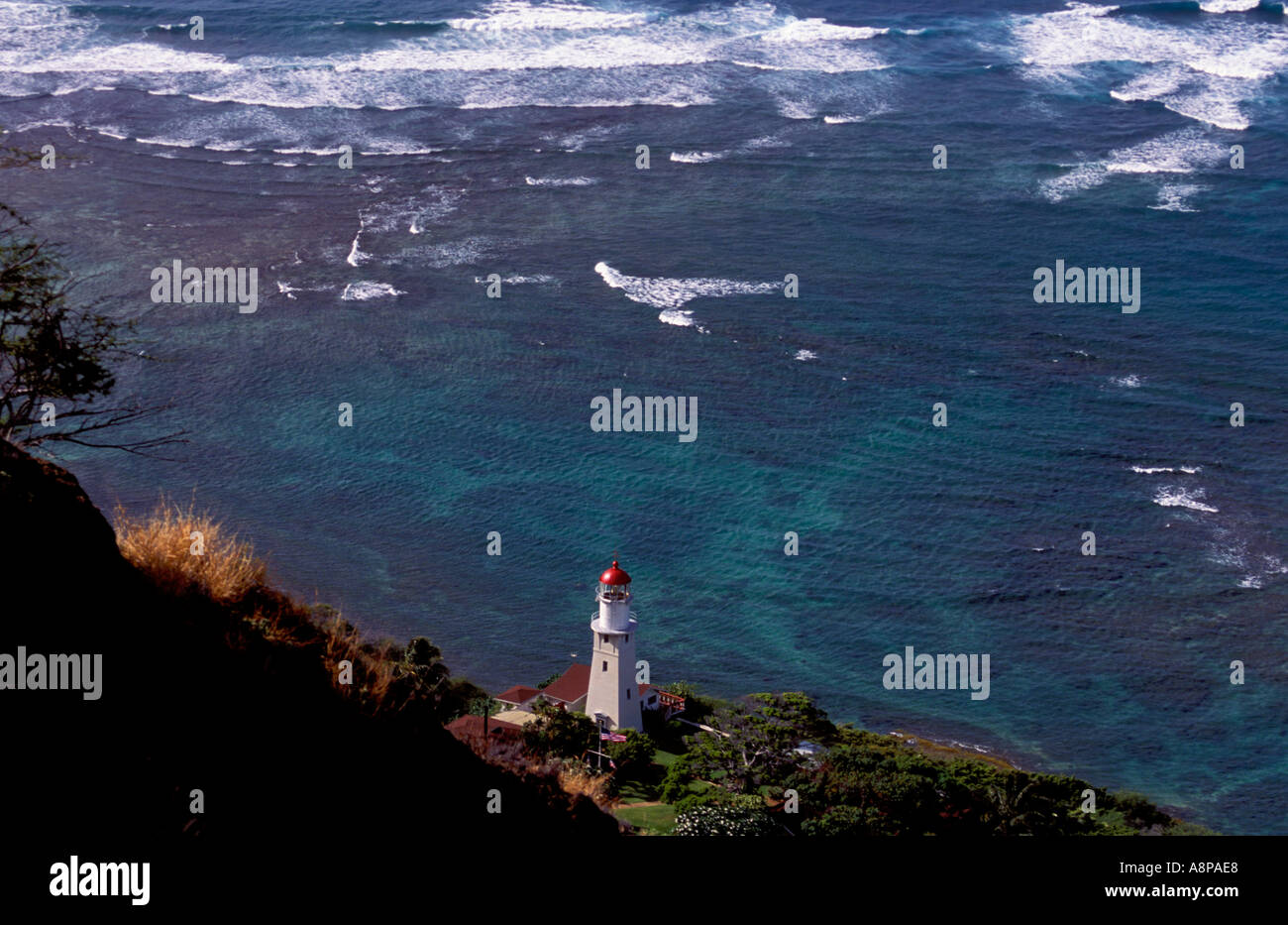 Oahu Lighthouse from Diamond Head Hawaii Stock Photo - Alamy
