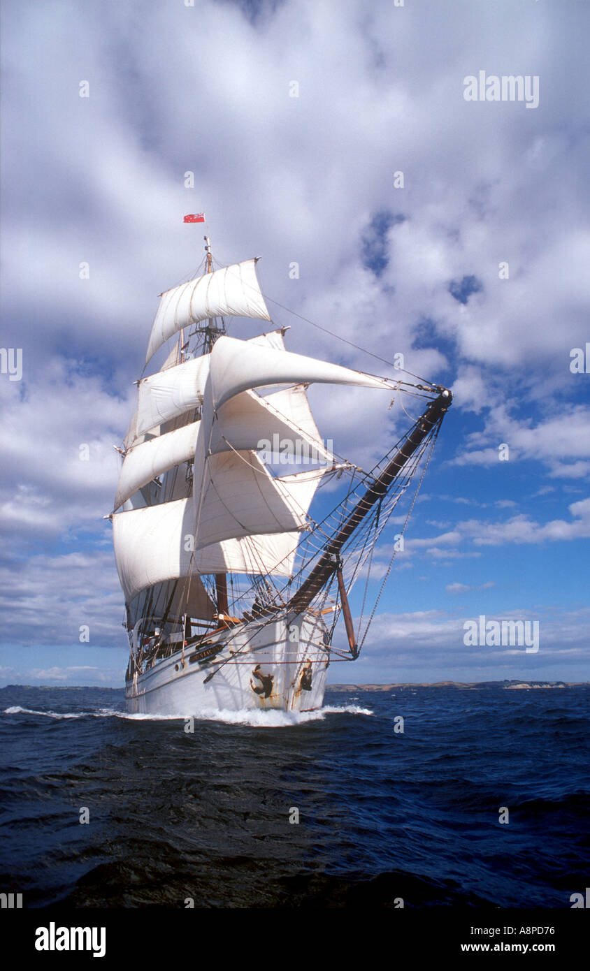 Square rigger Soren Larson Hauraki Gulf Auckland New Zealand Stock ...