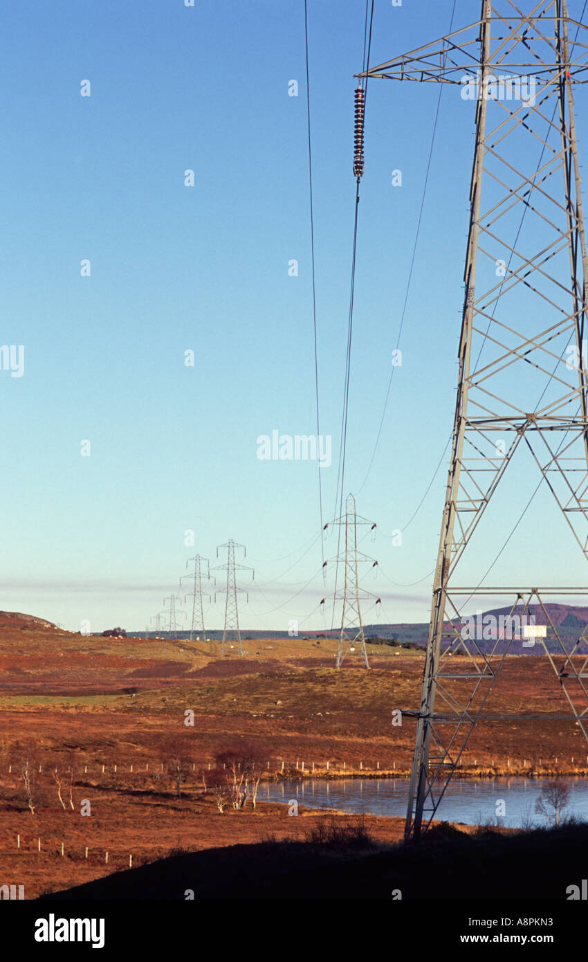 Electricity pylons in the Scottish Highlands Stock Photo - Alamy