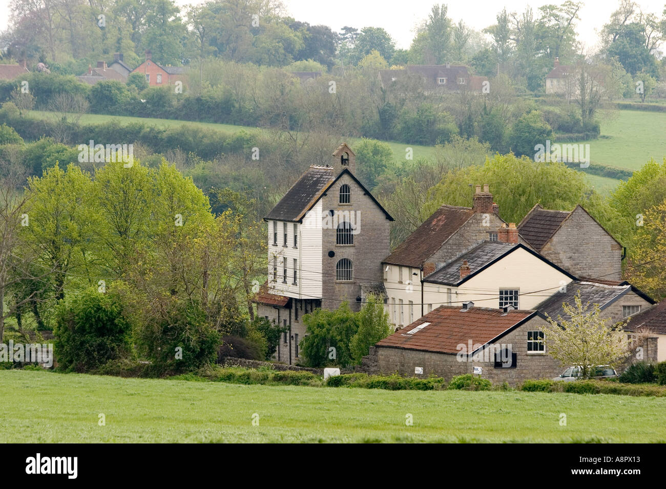 England Somerset Hambridge mill and village Stock Photo - Alamy