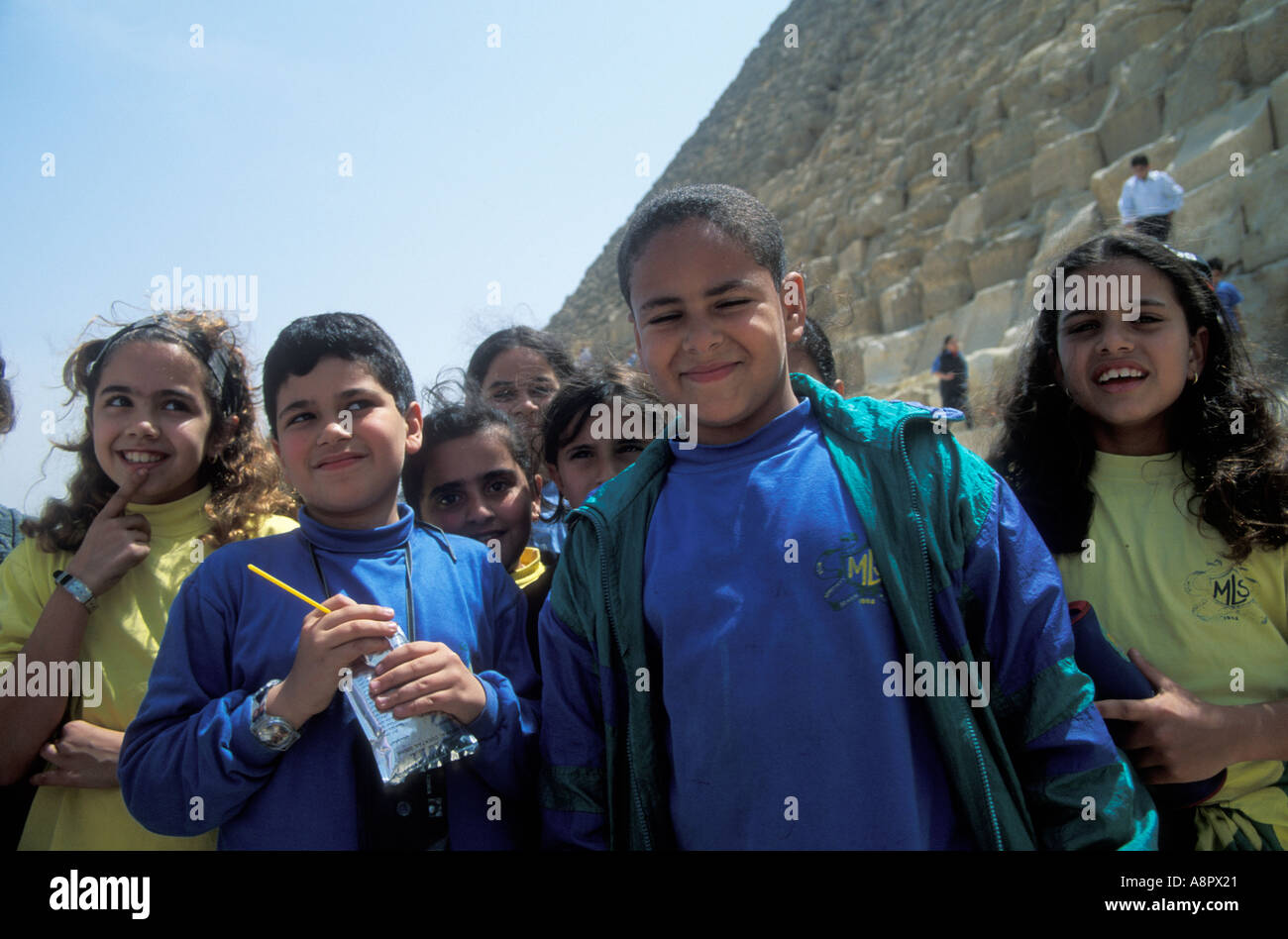 School children visiting the great Pyramid Cheops Cairo Stock Photo - Alamy
