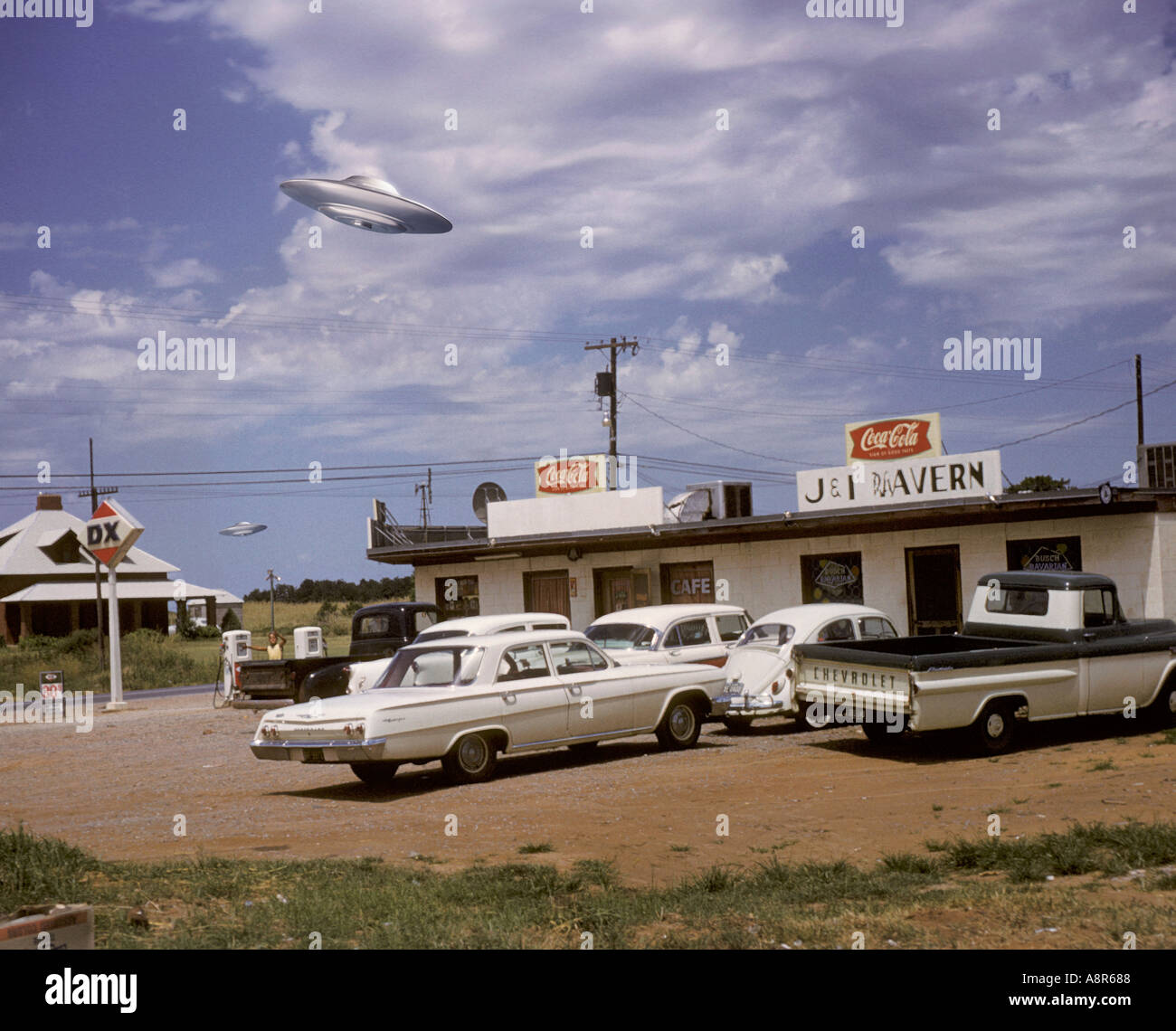 Vintage UFO sighting Stock Photo - Alamy