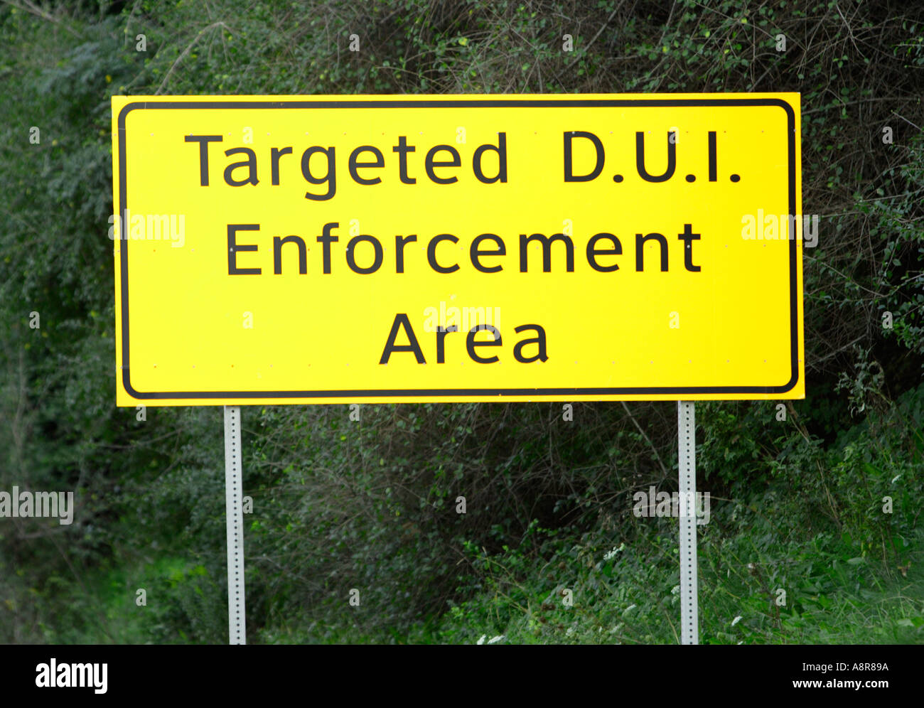 Highway warning sign Stock Photo - Alamy