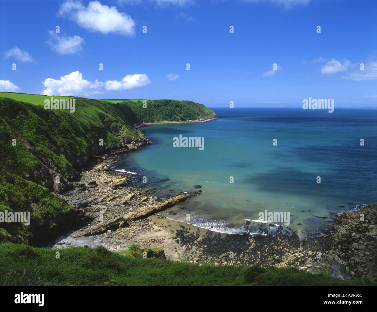 View out to St Bride's Bay from the Pembrokeshire Coast Path Wales ...