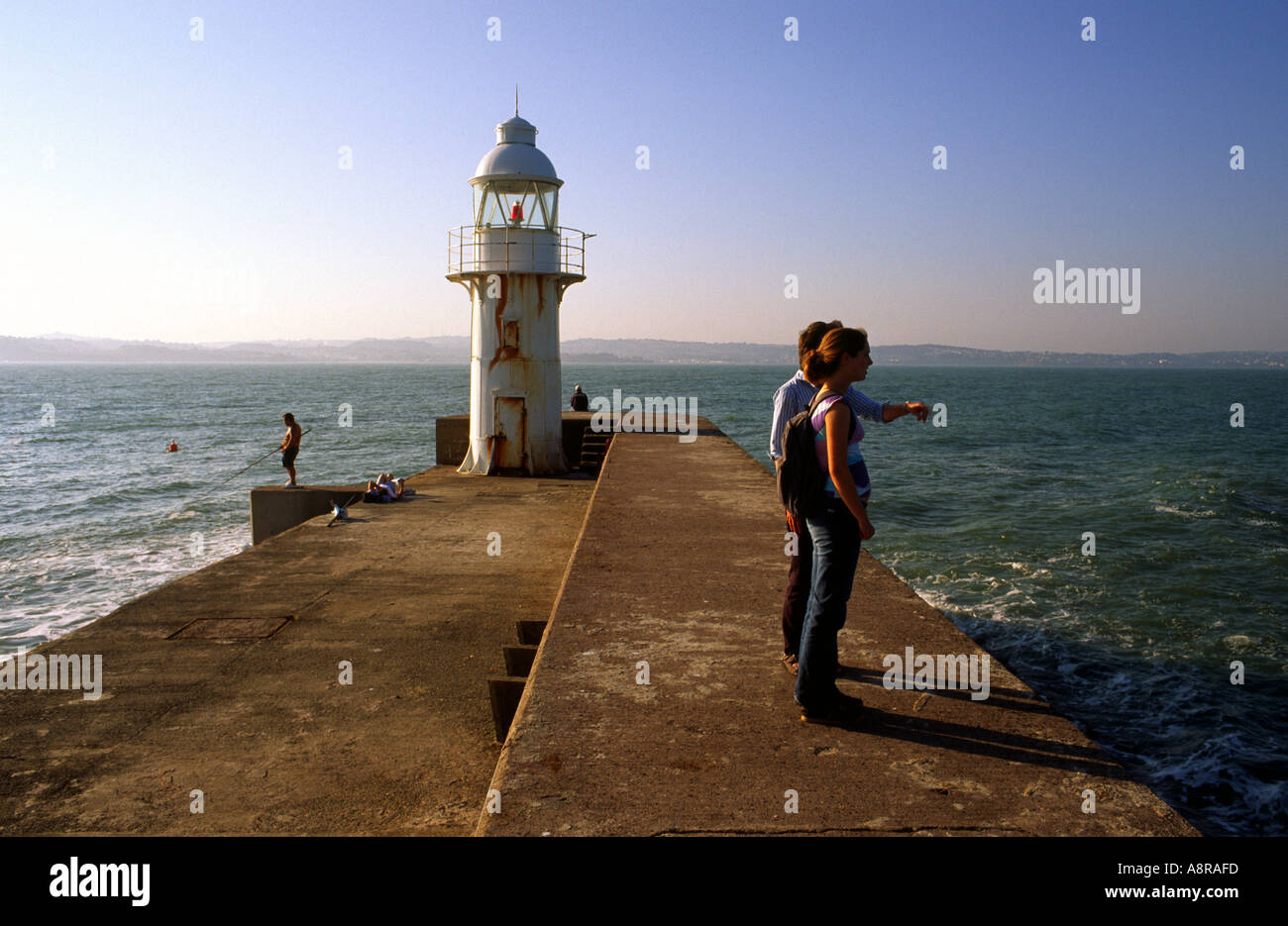Brixham Harbour Light Devon Stock Photo - Alamy
