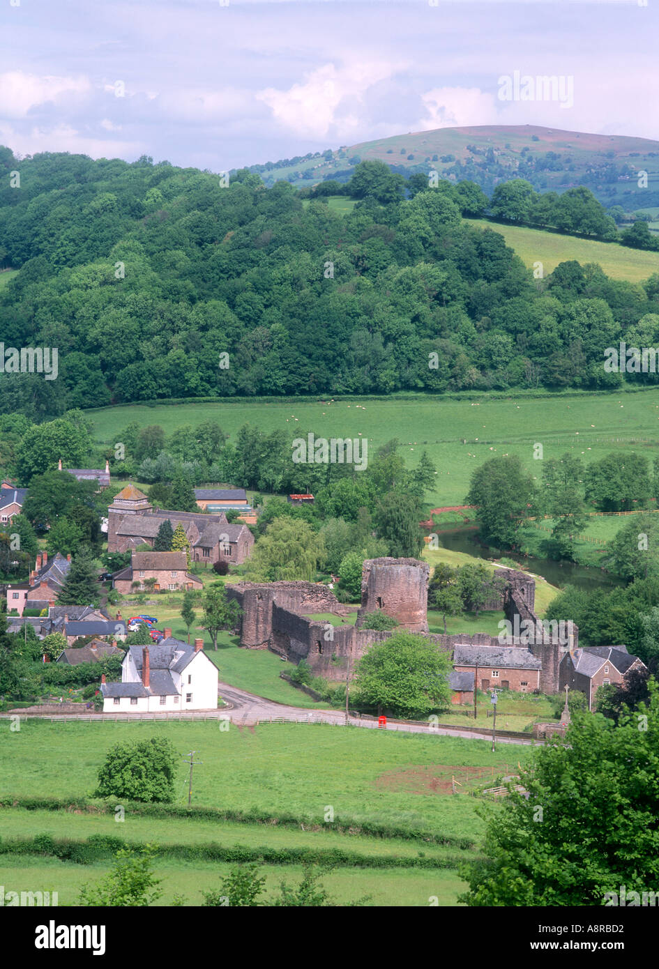 Skenfrith village and castle Monnow Valley Monmouthshire South East ...