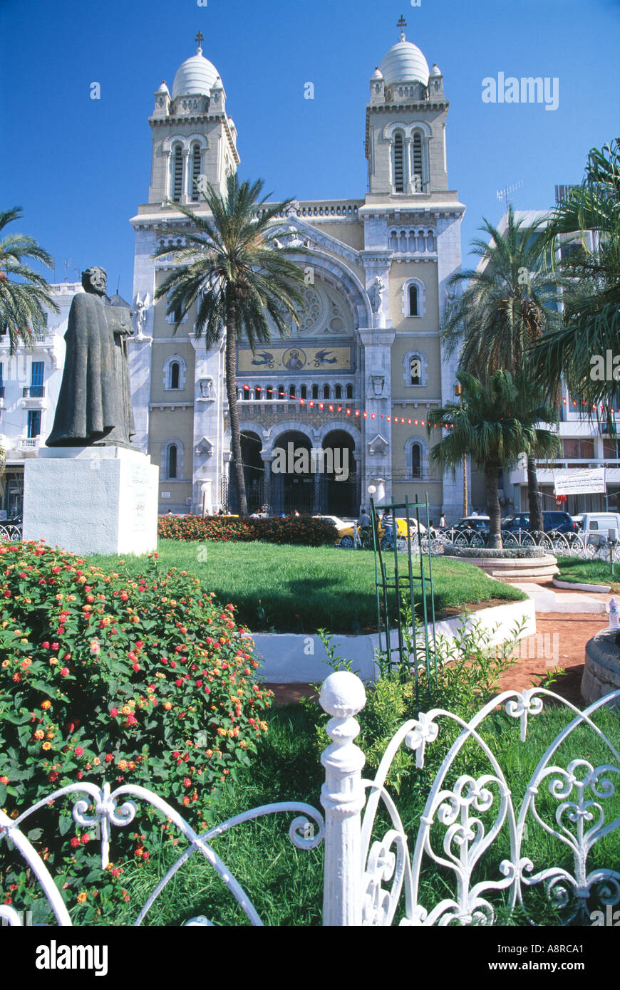 The twin towers of the 1882 Roman Catholic Cathedral of St Vincent de ...