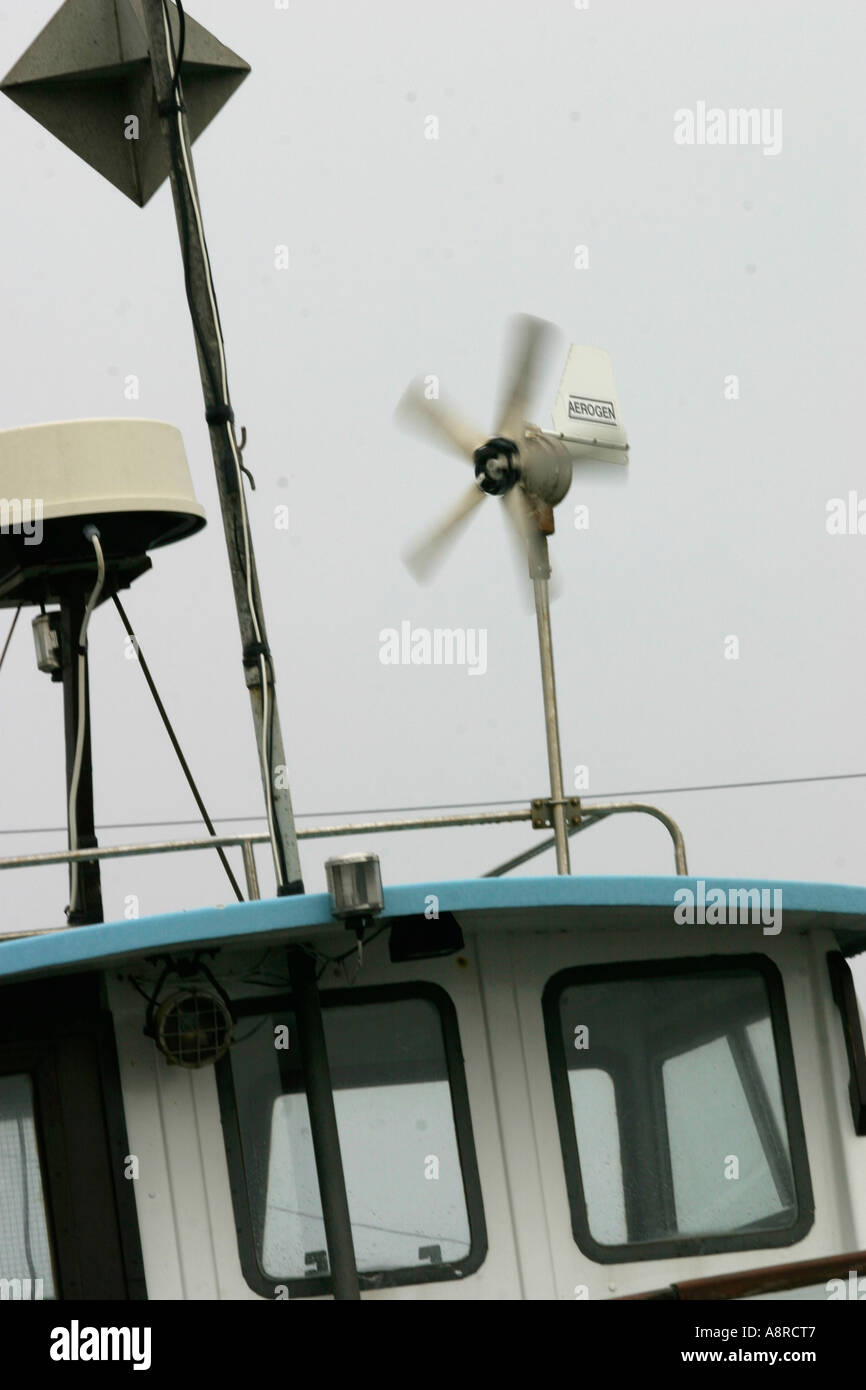 Wind generator on a boat Porthcawl South Wales Stock Photo - Alamy
