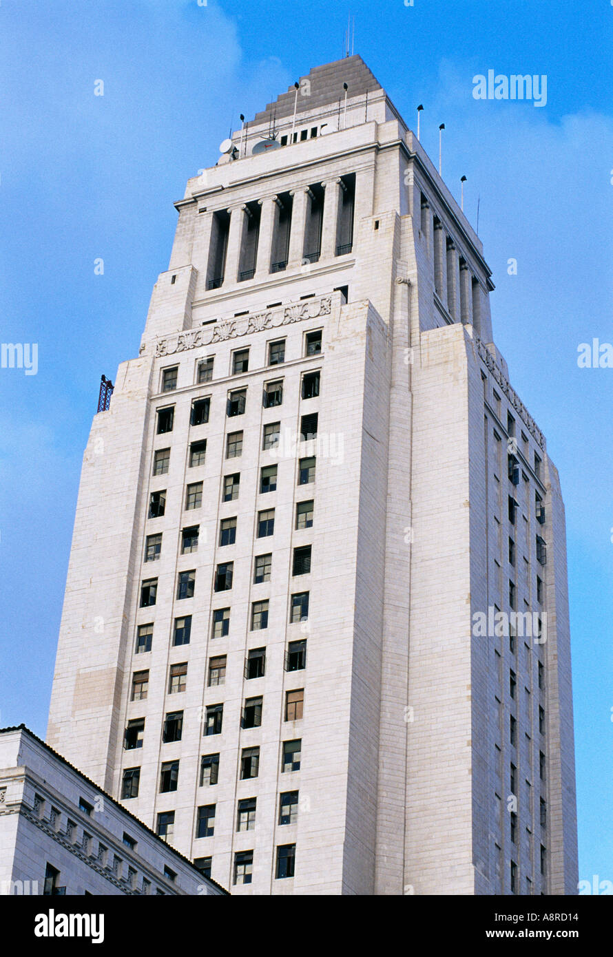 The skyscraper of the City Hall originally built in 1929 Los Angeles ...