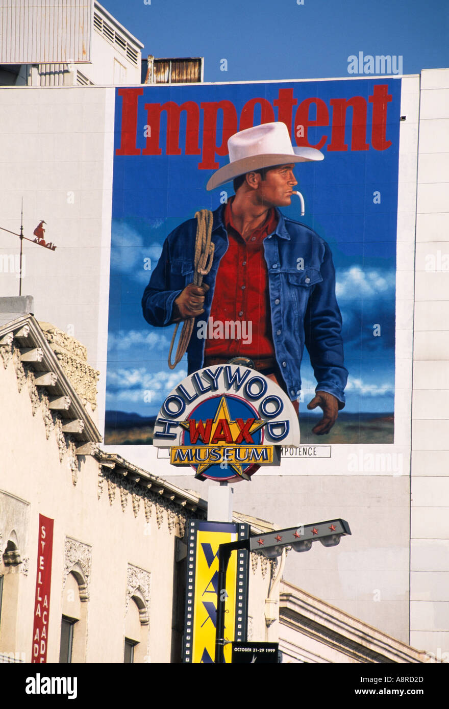 A sign at entrance to Wax Museum on Hollywood Boulevard Los Angeles ...