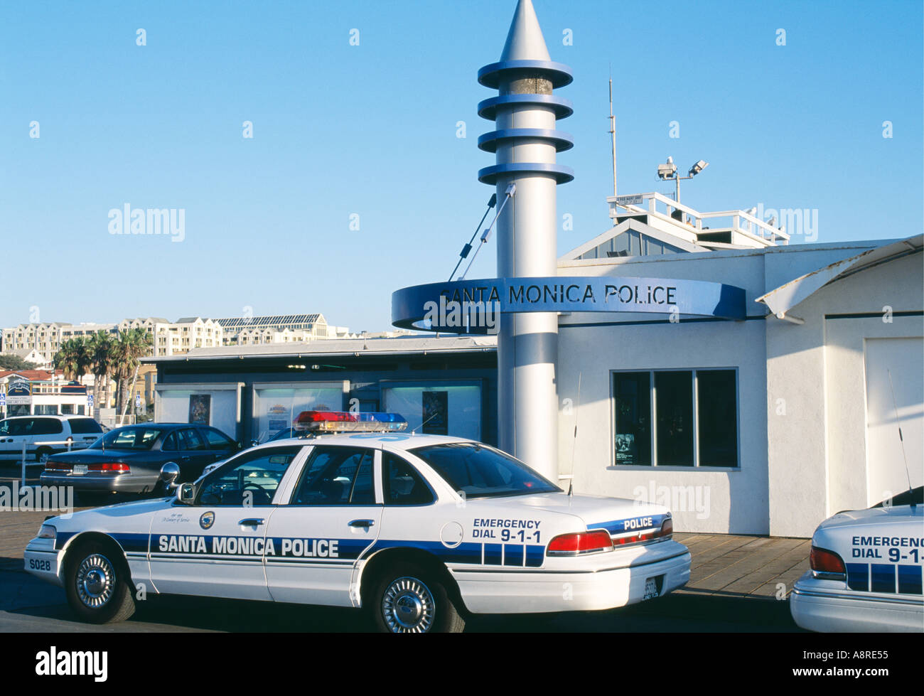 Police cars parked outside the police station at Santa Monica Los ...