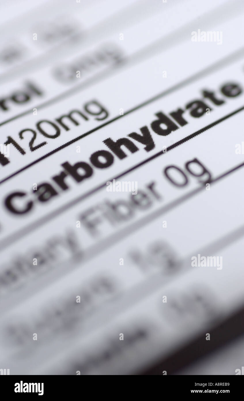 Carbohydrates Nutrition Label Stock Photo - Alamy