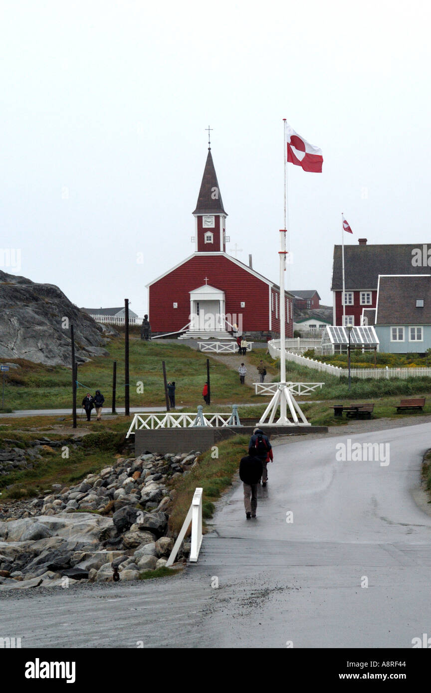 Church and Flag Nuuk Greenland Stock Photo - Alamy