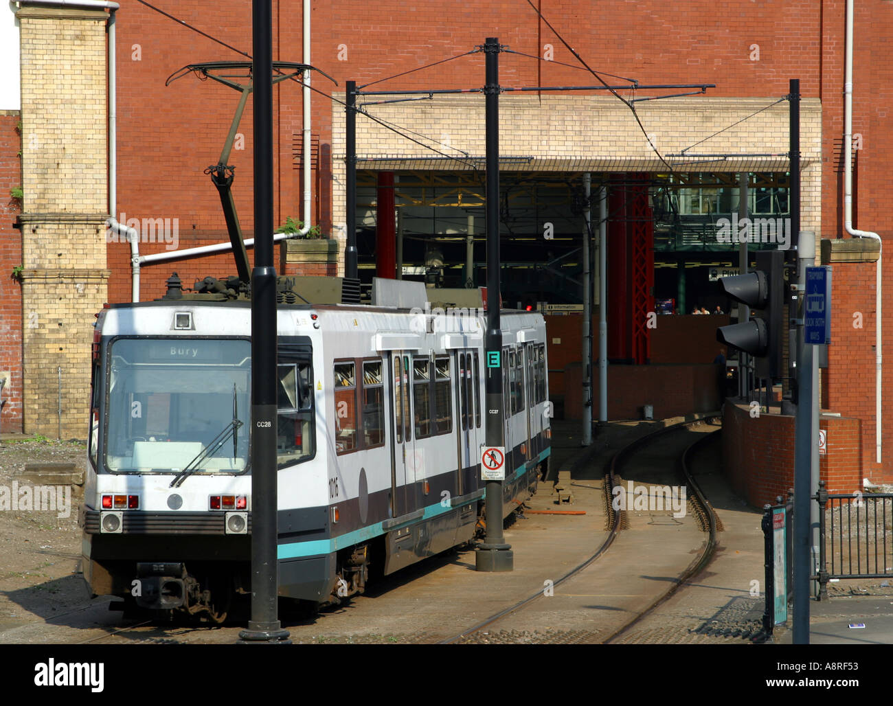 Metro Link tram leaving Victoria Station Manchester UK Stock Photo - Alamy