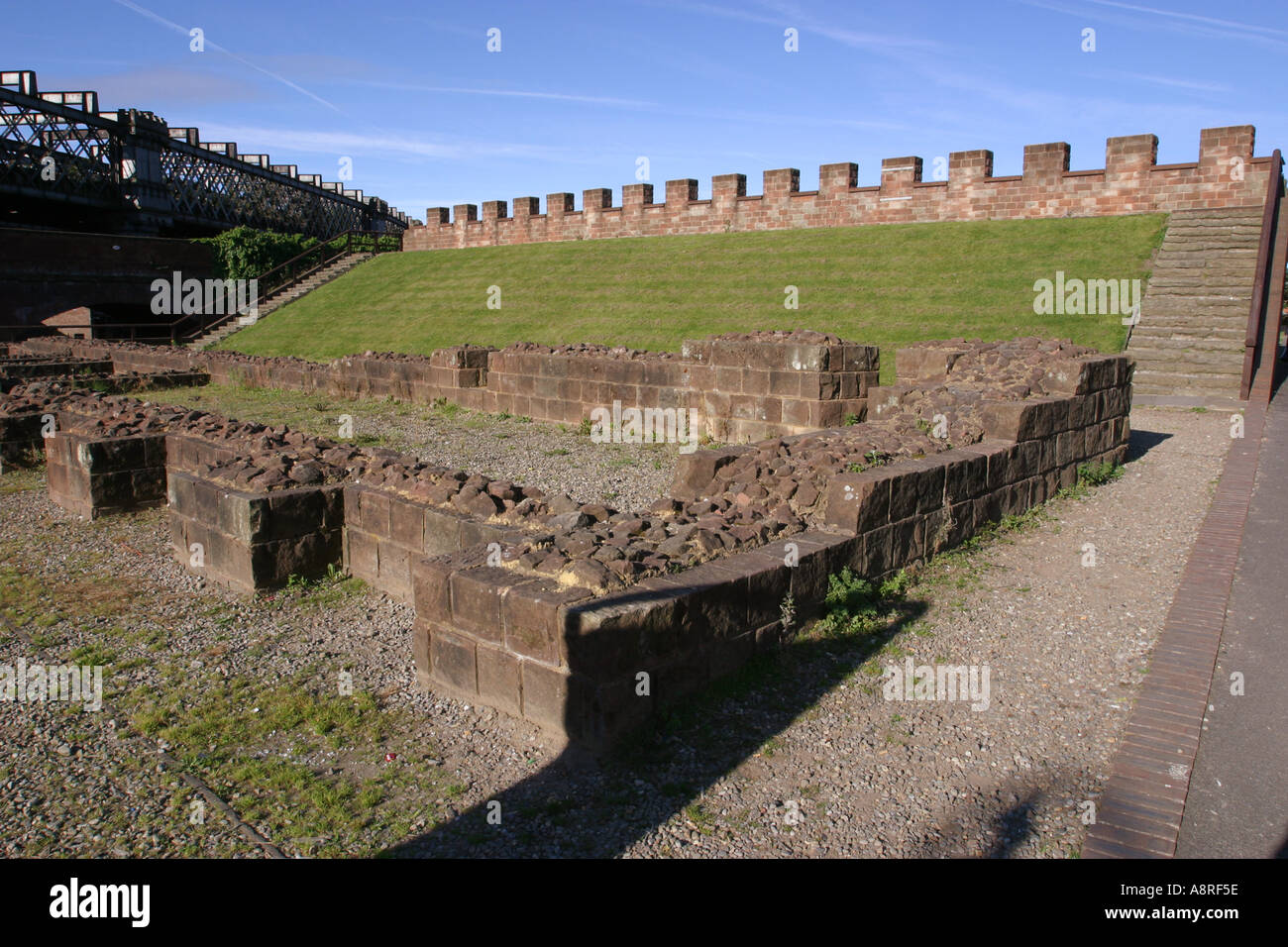 Remains of Roman fort Castlefield Manchester UK Stock Photo - Alamy