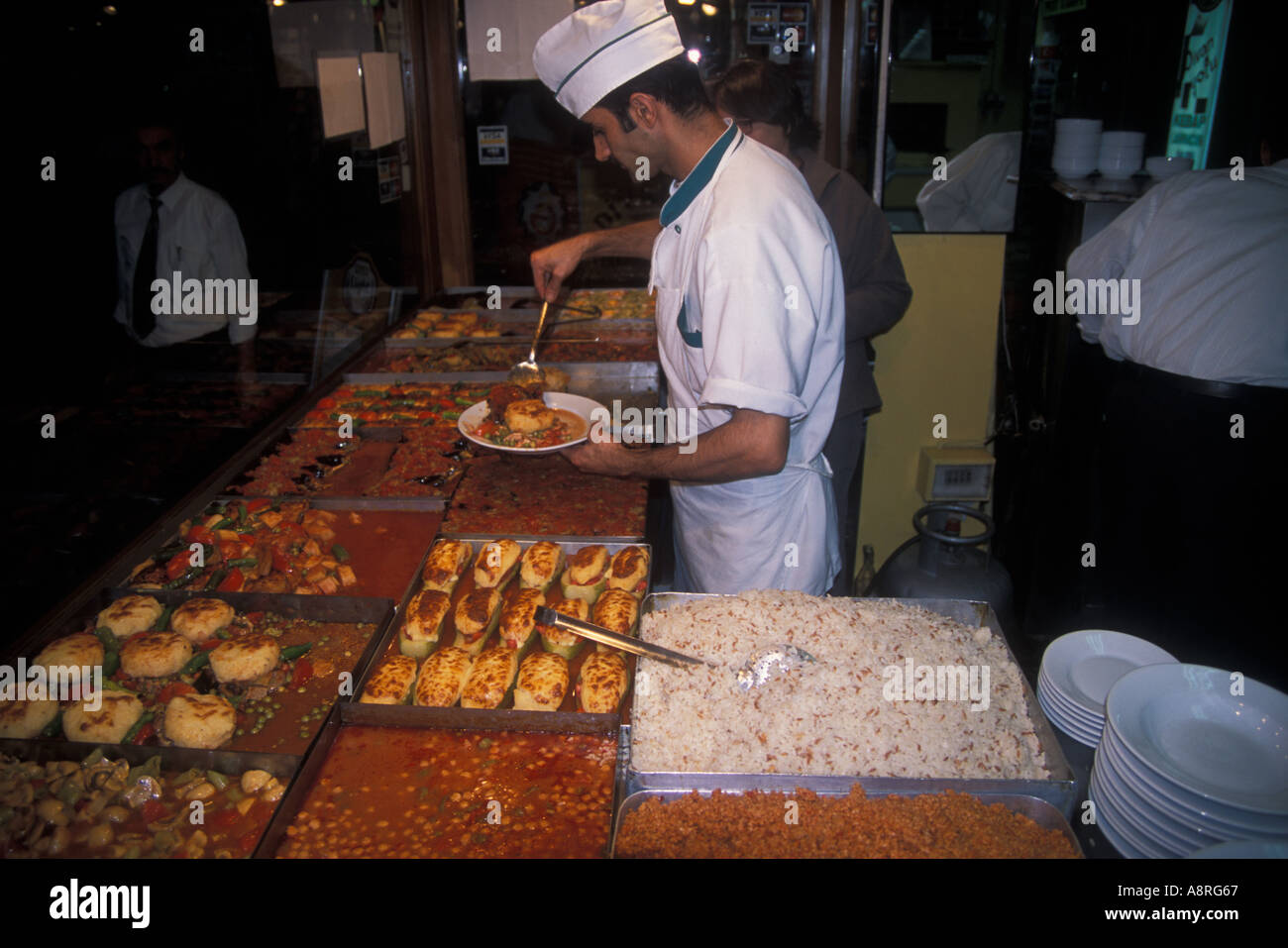 Traditional Turkish foods on display in a restaurant Istanbul Stock ...