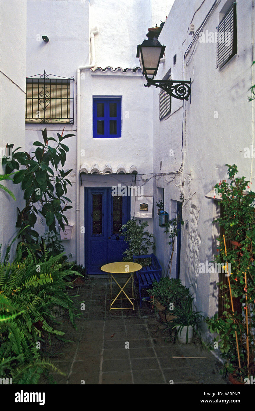Patio in the White Village (Pueblo Blanco) of Frigiliana, Andalusia ...