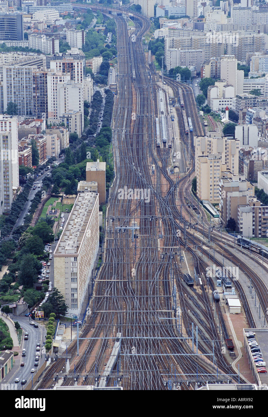 Aerial view of railroad tracks in Paris France Stock Photo - Alamy