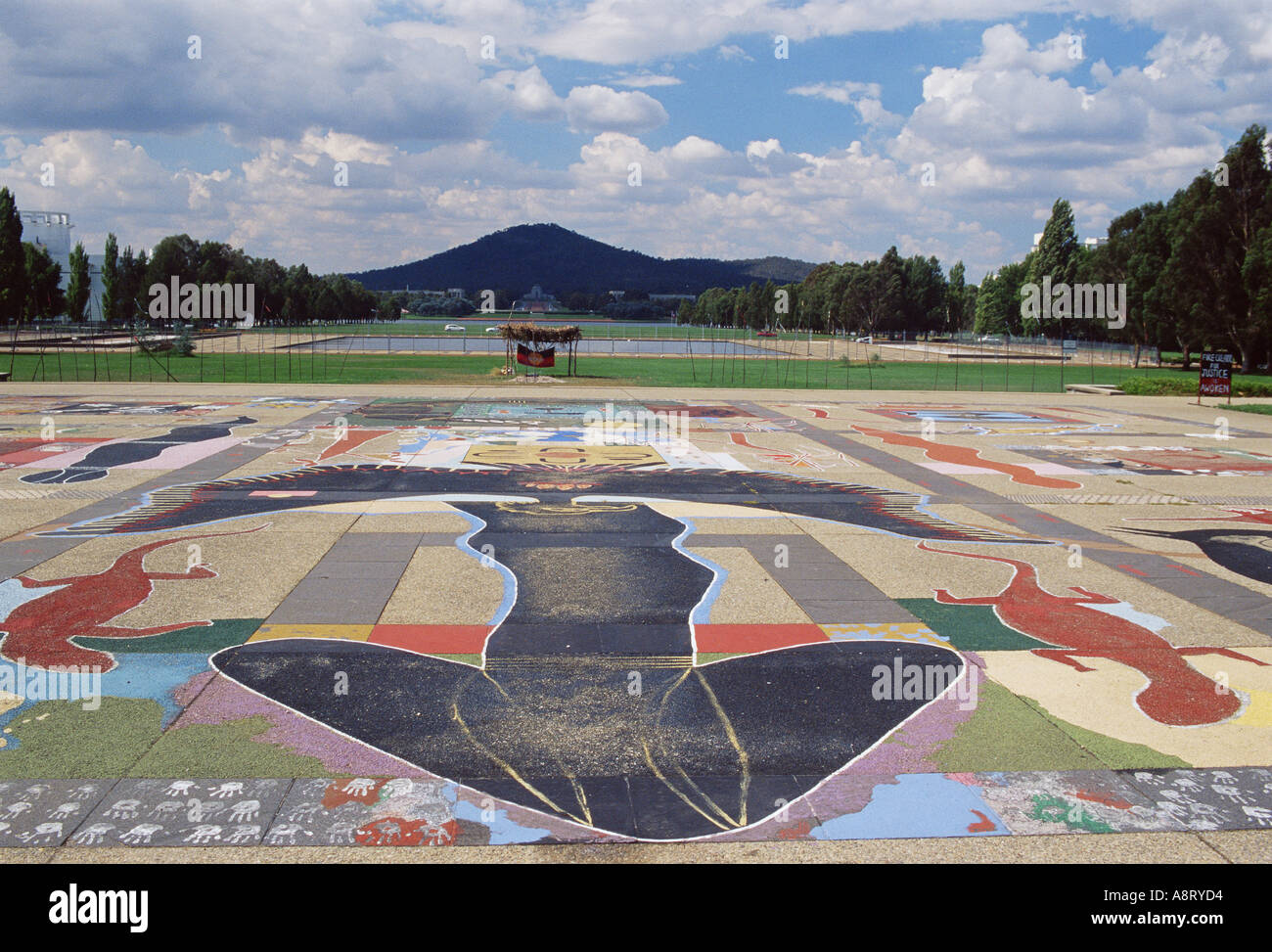 Close up view of aboriginal cultural drawings in Canberra Australia ...