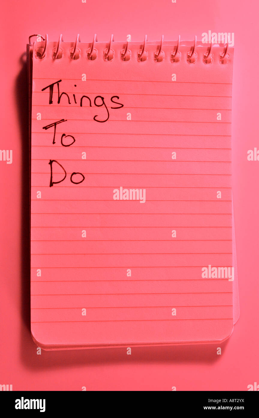 Things To Do Notes Notepad Notebook Red Stock Photo - Alamy