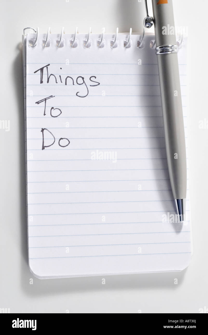 Things To Do List Notepad Pen Writing Stock Photo - Alamy