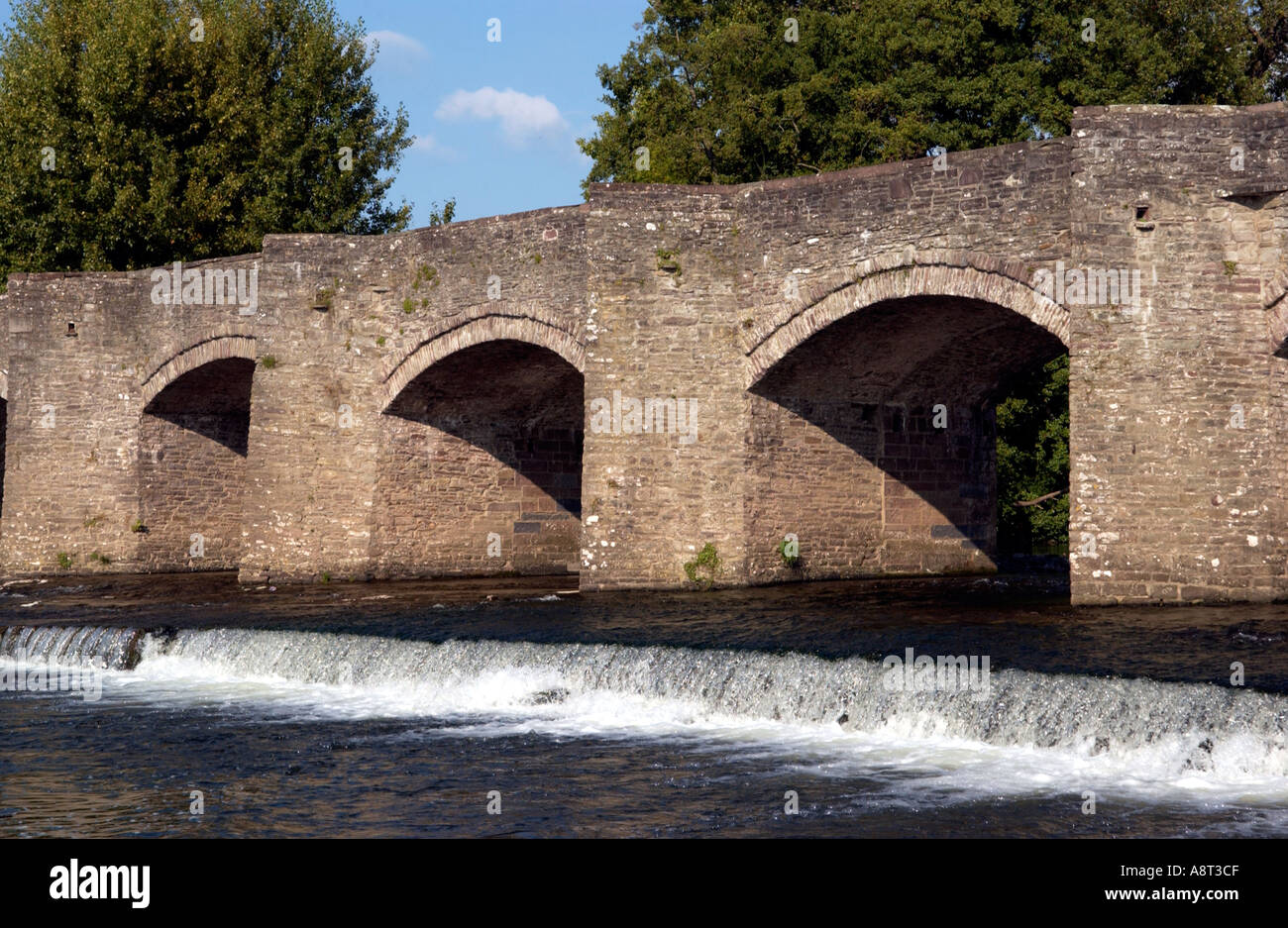 Bridge over the River Usk at Crickhowell built in 1706 Powys Wales UK ...
