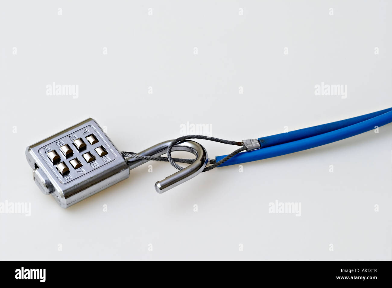 Numeric Key Padlock with Stainless Steel Cable Stock Photo - Alamy