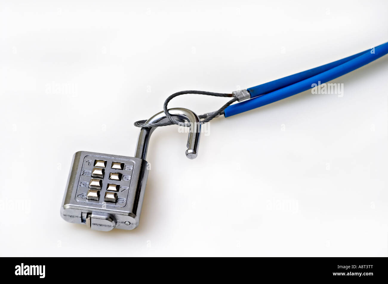 Numeric Key Padlock with Stainless Steel Cable Stock Photo - Alamy
