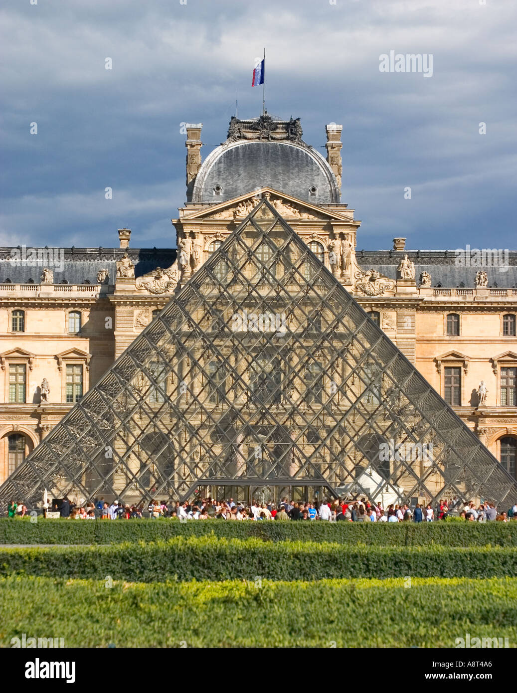 Louvre Museum Glass Pyramid entrance gardens and surrounding ...