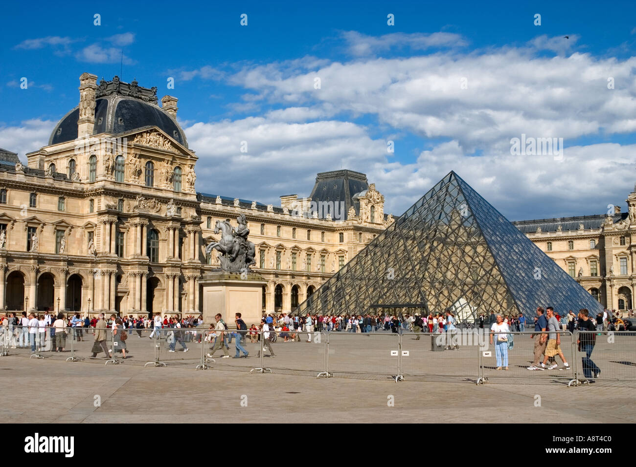 Louvre Museum Glass Pyramid entrance and surrounding architecture Paris ...