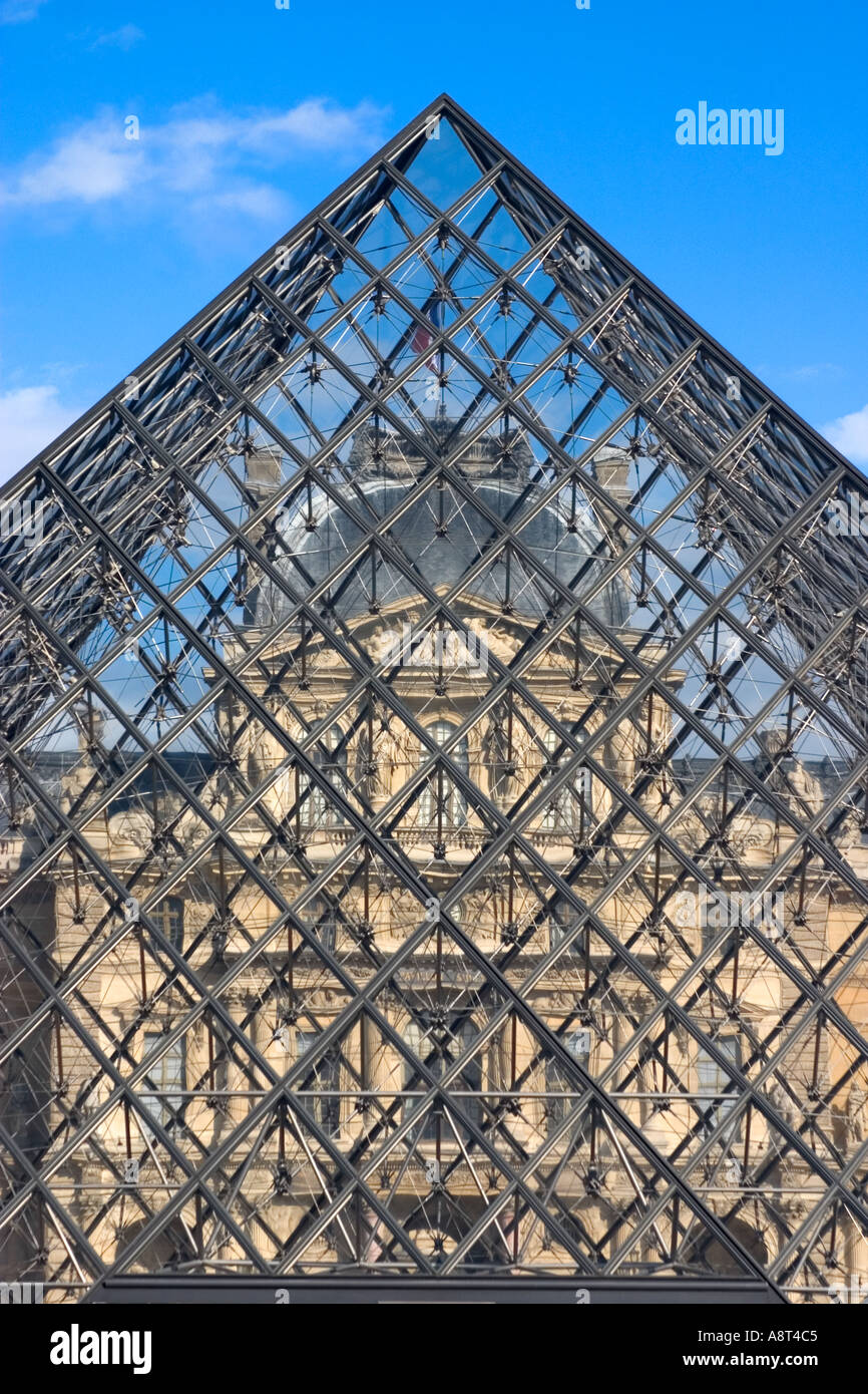 Louvre Museum Glass Pyramid entrance and surrounding architecture Paris ...
