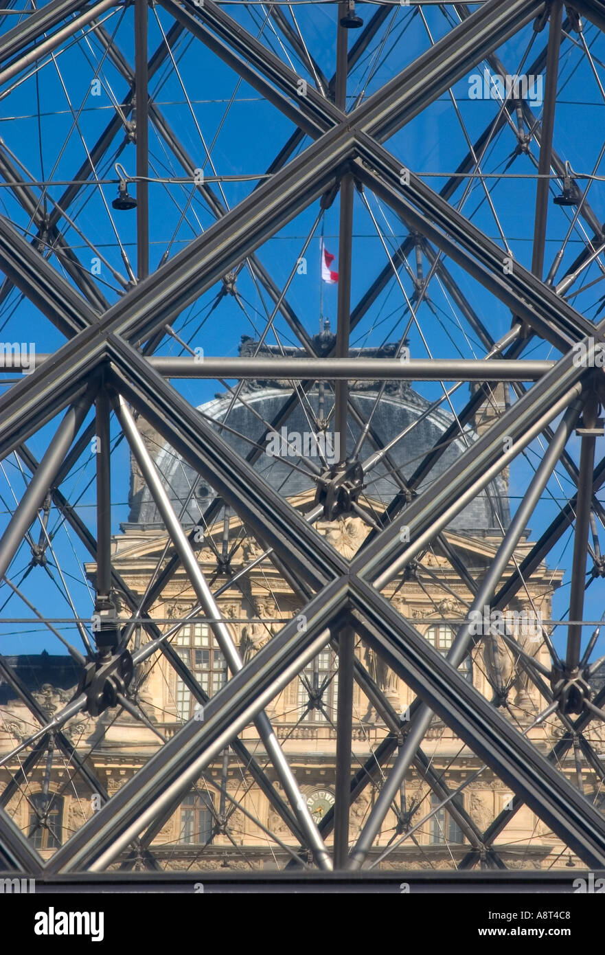 Louvre Museum Glass Pyramid entrance and surrounding architecture Paris ...