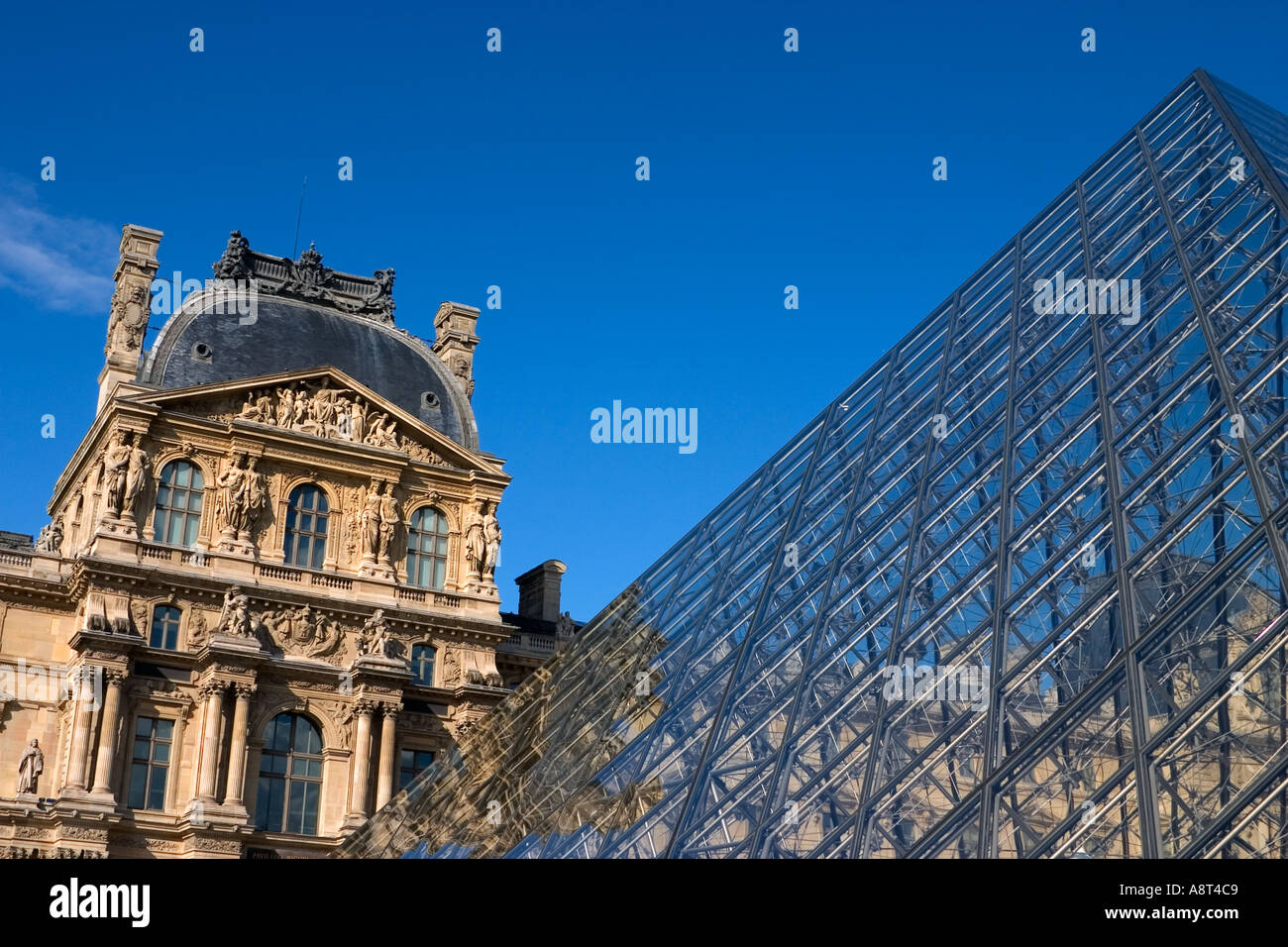 Louvre Museum Glass Pyramid entrance and surrounding architecture Paris ...