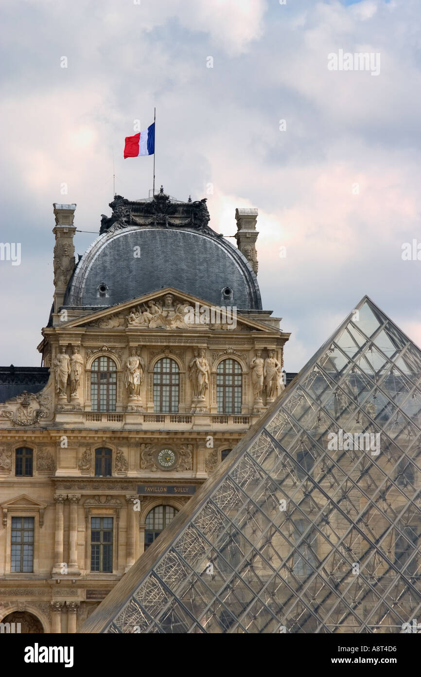 Louvre Museum Glass Pyramid entrance and surrounding architecture Paris ...