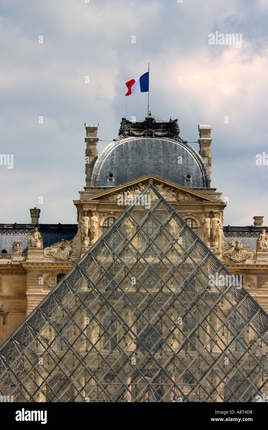 Louvre Museum Glass Pyramid entrance and surrounding architecture Paris ...