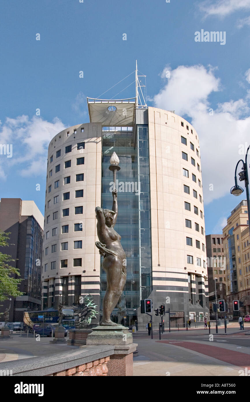 Leeds UK Bond Court and Nymph statue in City Square Stock Photo - Alamy