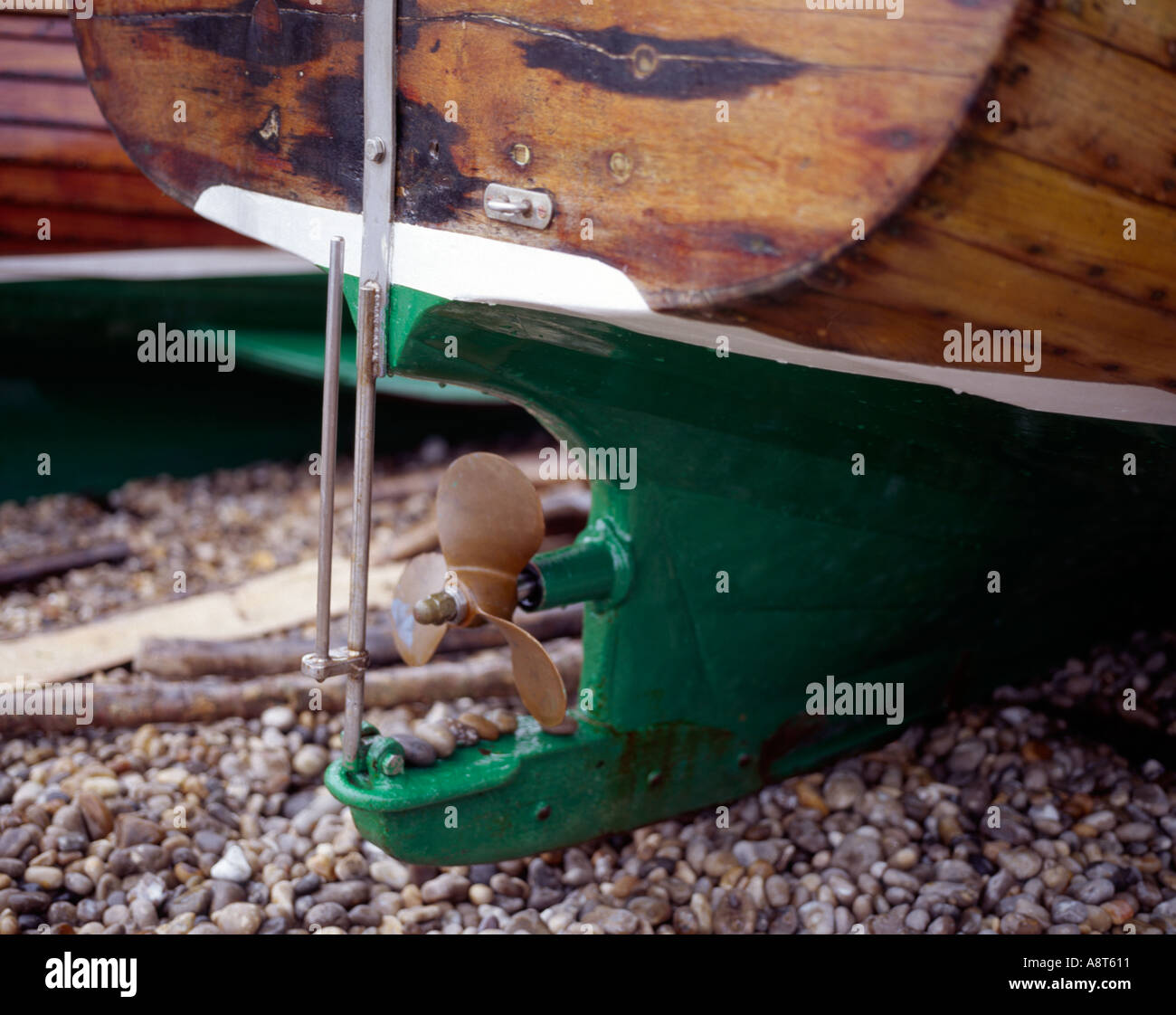 prop propeller traditional inshore fishing boat Stock Photo - Alamy