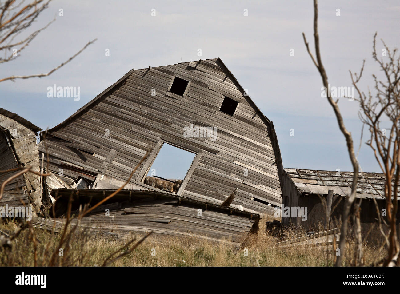 Collapsed old barn Stock Photo - Alamy