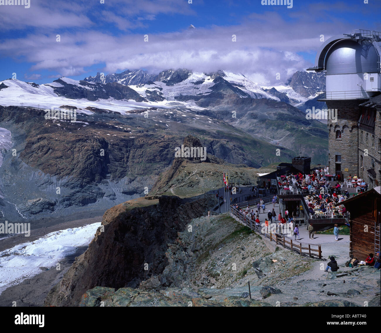 Observatory Gornergratt Swiss alps overlooking the Matterhorn Stock ...