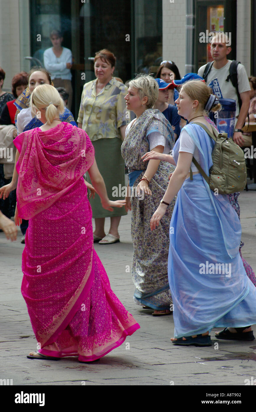 Dancing Hare Krishna followers Stock Photo - Alamy
