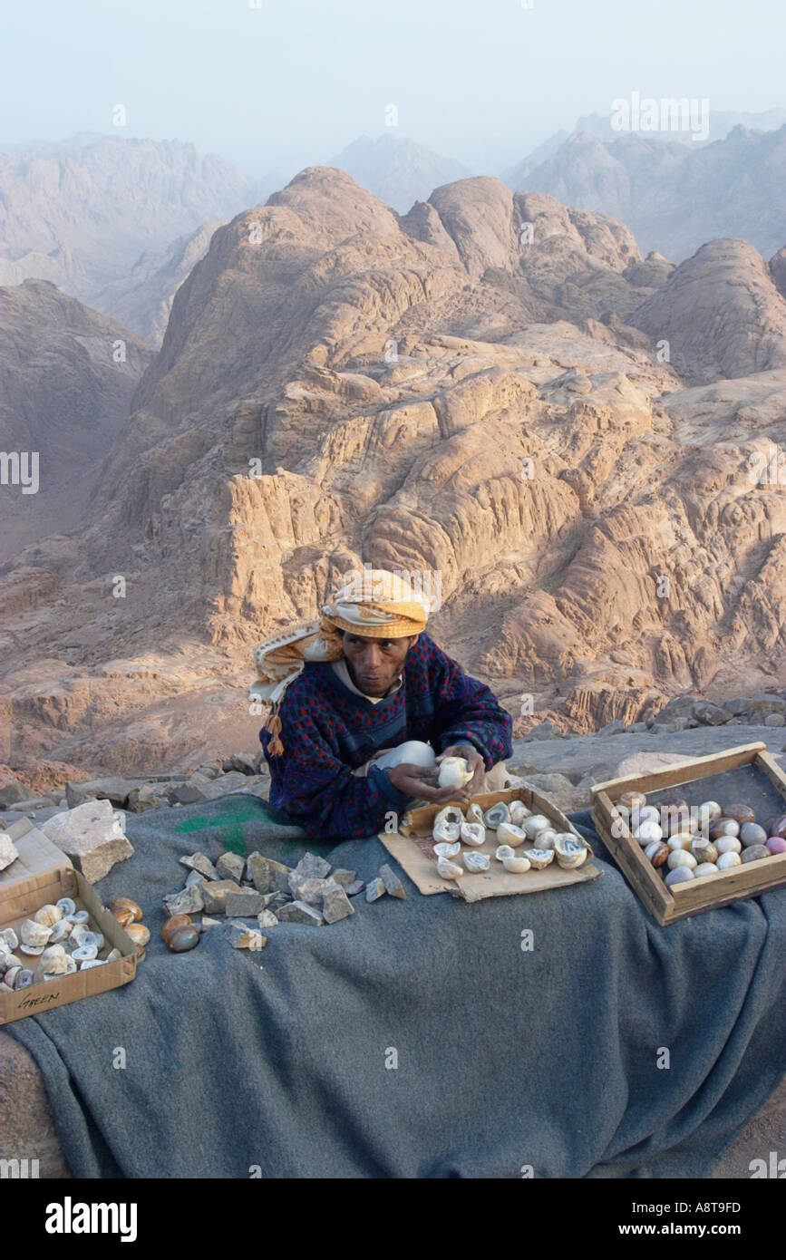 An Arab Trader on top of Gebil Musa Mount Sinai Egypt Stock Photo - Alamy